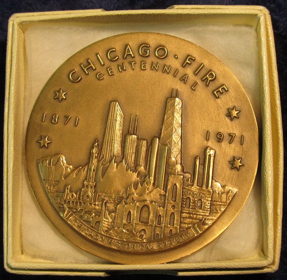 340. 1871-1971 City of Chicago Fire Centennial. Bronze. Medallic Art Co ...