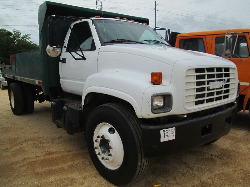 1999 GMC 7500 FLATBED DUMP, S/N 1GDM7H1C0XJ514788, DIESEL ENG, A/T, P/S, A/C, 16' FLAT DUMP BODY ...
