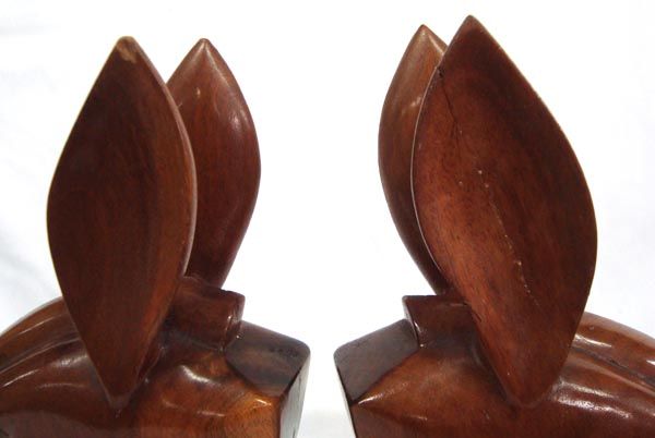 Pr 1950 Carved Wooden Long Eared Mule Bookends