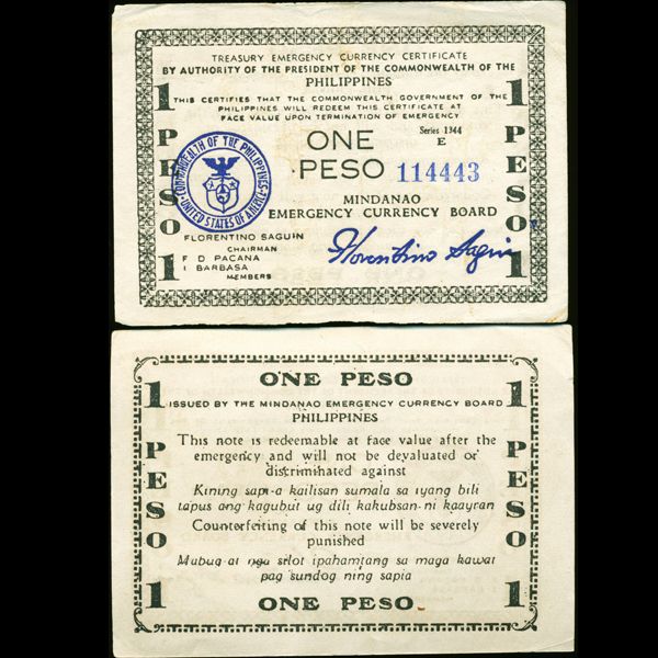 1944 WW2 Guerrilla Rebel Philippines 1P Note Mindinao (CUR-007209)
