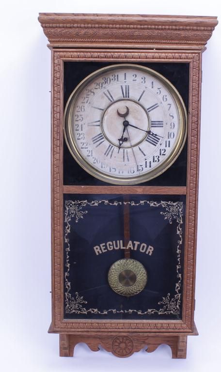 Gingerbread Oak Cased Regulator Calendar Clock