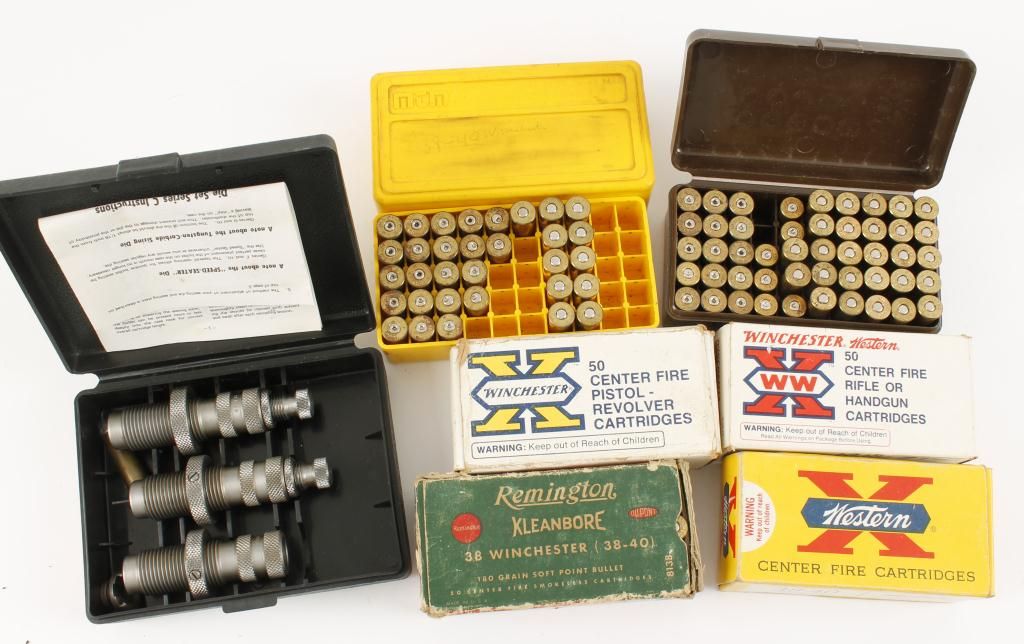 Lot of .38-40, Ammo, Brass & Reloading Dies