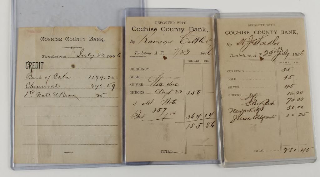 Lot of 3 Bank Receipts