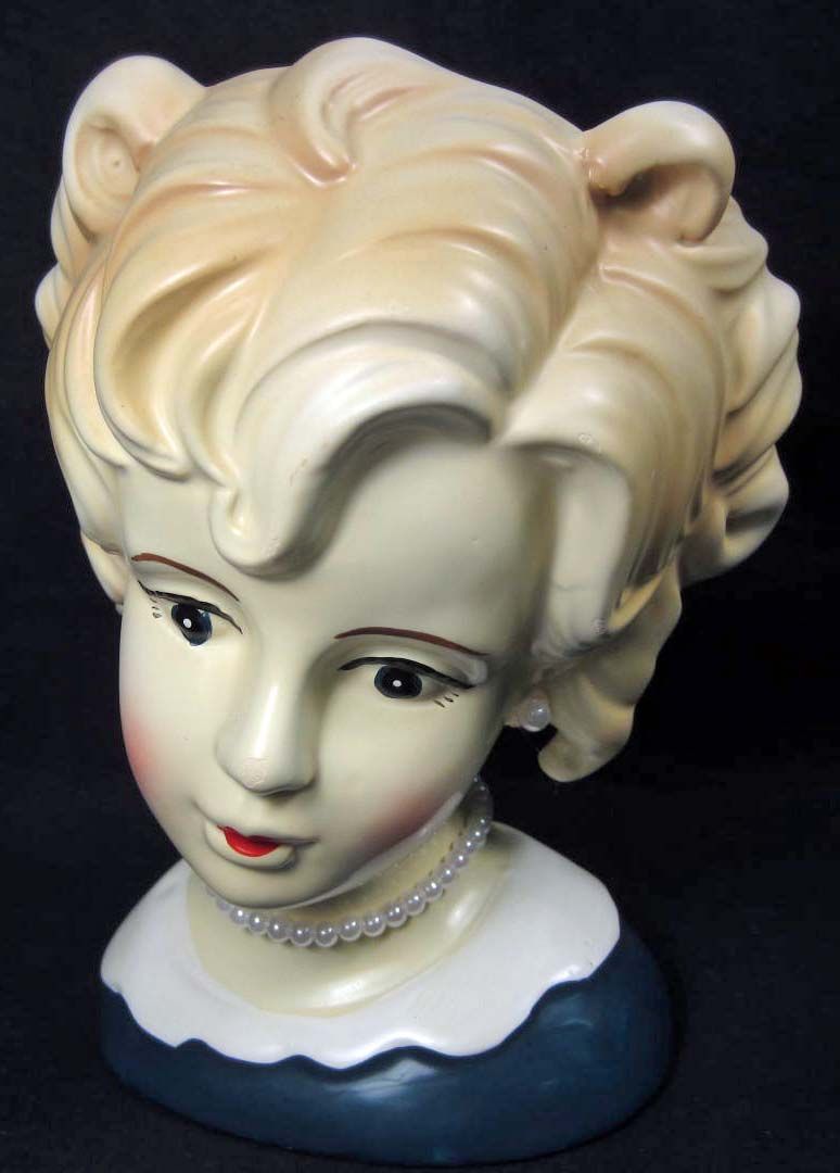 PORCELAIN LADIES HEAD VASE - 6" TALL