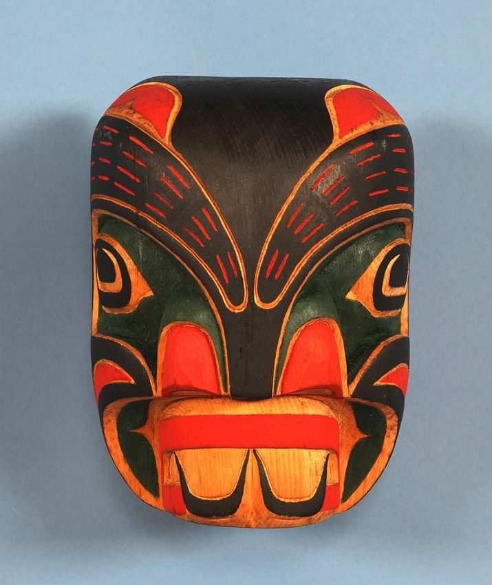 Kwagiulth Man From the Sea Mask Carved by T. Hunt 5 3/8" H. 4" W. Good ...