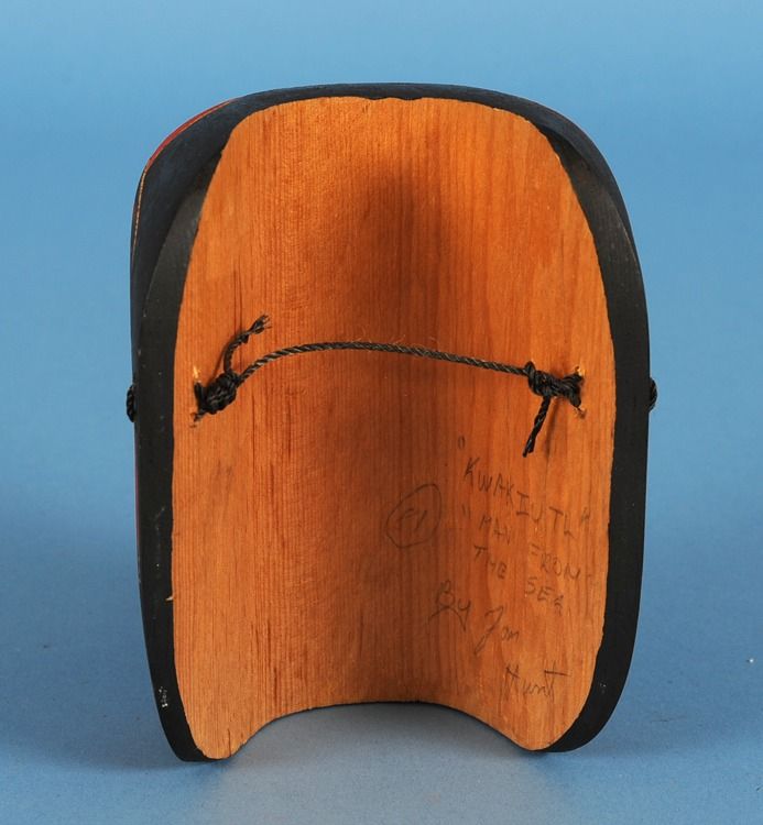 Kwagiulth Man From the Sea Mask Carved by T. Hunt 5 3/8" H. 4" W. Good ...