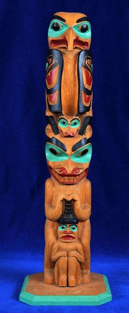 Tsimshian Eagle Wolf Guardian Totem Carved by Andrew Morrison From ...