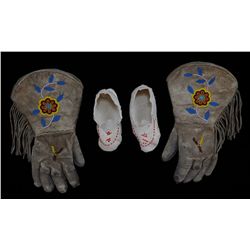 Pair of Beaded Gauntlets with Floral Design 12" L. 7" W. As Is and a ...