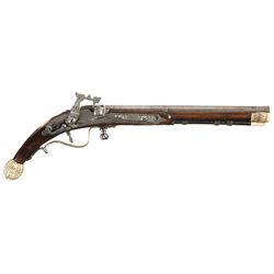 Snap Action European Matchlock Pistol with Carved Ivory Ball Pommel