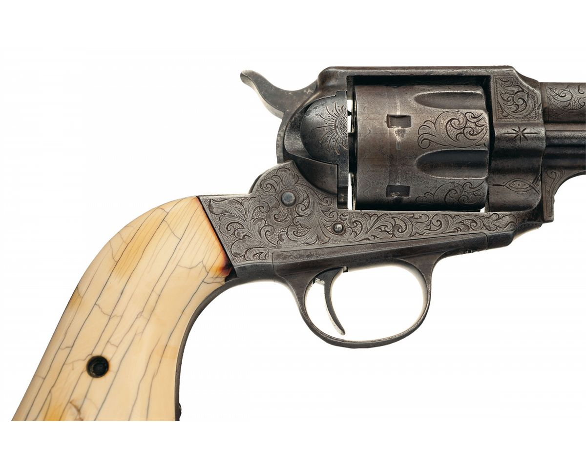 Engraved Remington Model 1890 Single Action Army Revolver with Ivory Grips