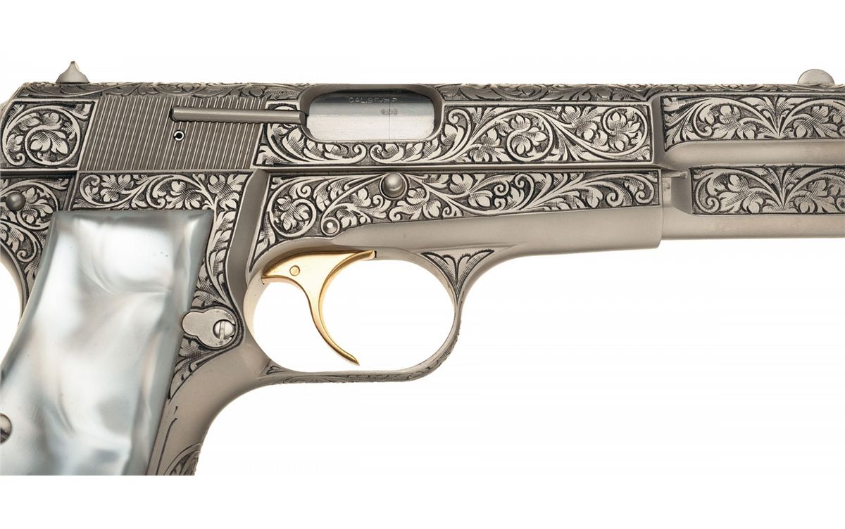 Factory Engraved Belgian Browning Renaissance Grade High Power Pistol