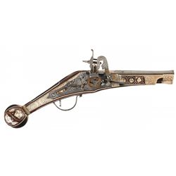 Decorative Wheelock Pistol with Attractive Scrimshawed Ivory Stock Inlays