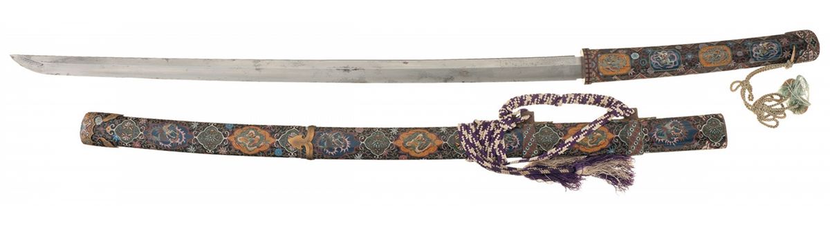 Shinshinto Production Katana with Signed Blade and Impressive Cloisonne ...