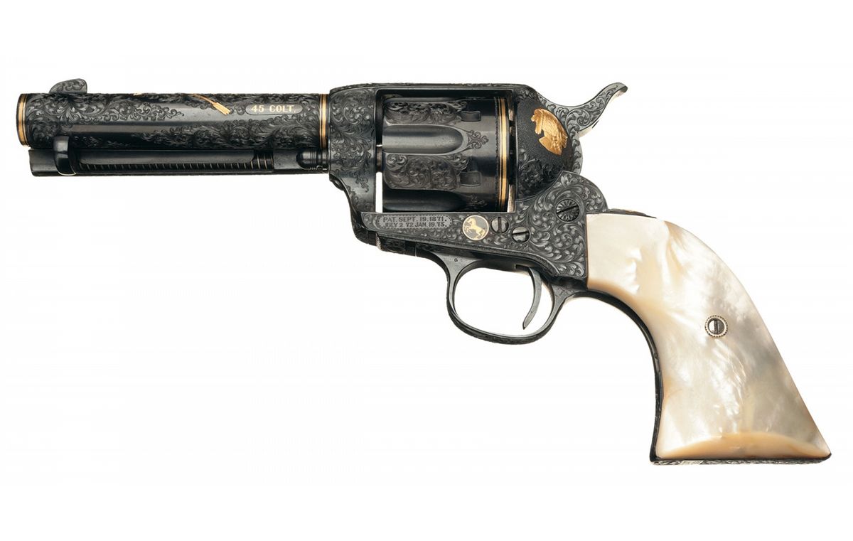Master Engraved and Raised Relief Gold Inlaid Black Powder Colt Single ...