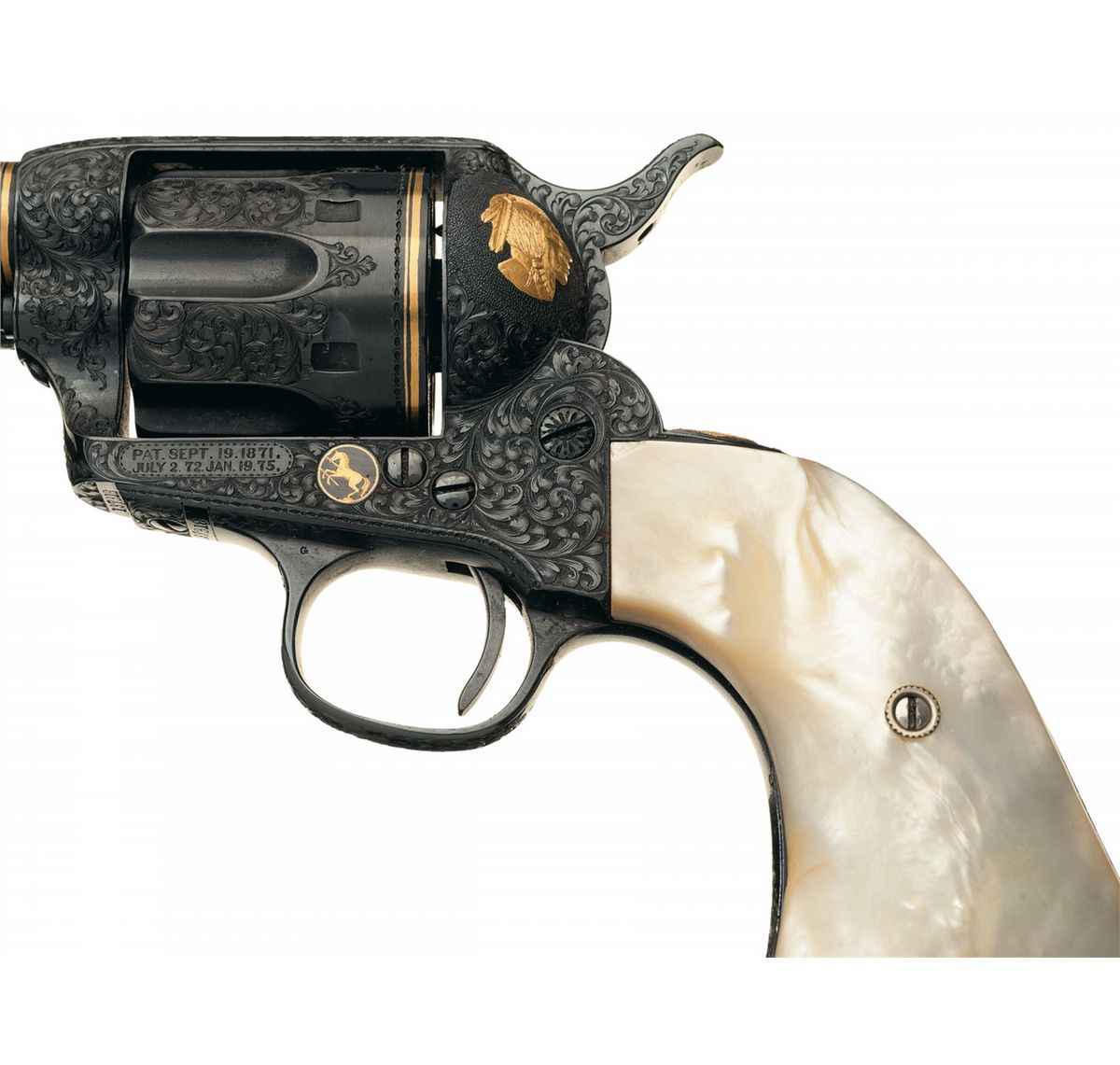 Master Engraved and Raised Relief Gold Inlaid Black Powder Colt Single ...