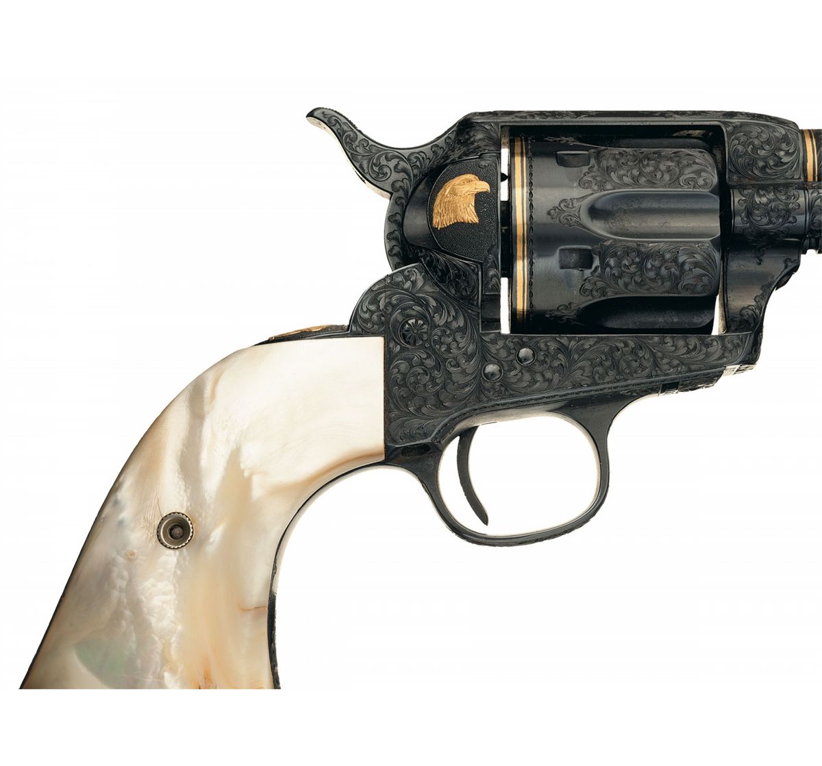 Master Engraved and Raised Relief Gold Inlaid Black Powder Colt Single ...