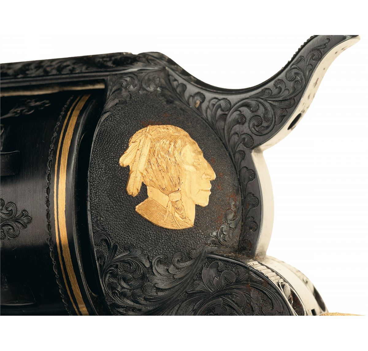 Master Engraved and Raised Relief Gold Inlaid Black Powder Colt Single ...