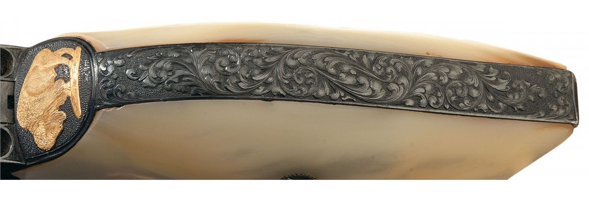 Master Engraved and Raised Relief Gold Inlaid Black Powder Colt Single ...