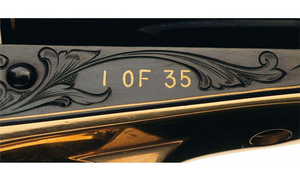 Exceptional Cased Factory Master George Spring Engraved Gold Inlaid ...