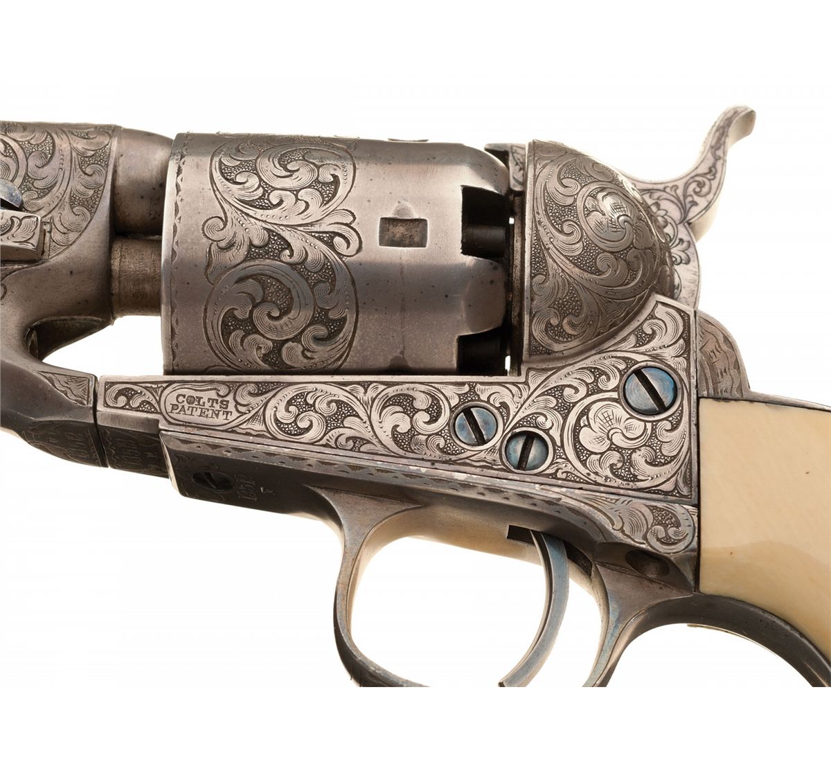 Attractive Cased Engraved Colt Model 1861 Navy Revolver with ...