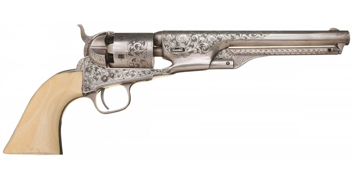 Attractive Cased Engraved Colt Model 1861 Navy Revolver with ...