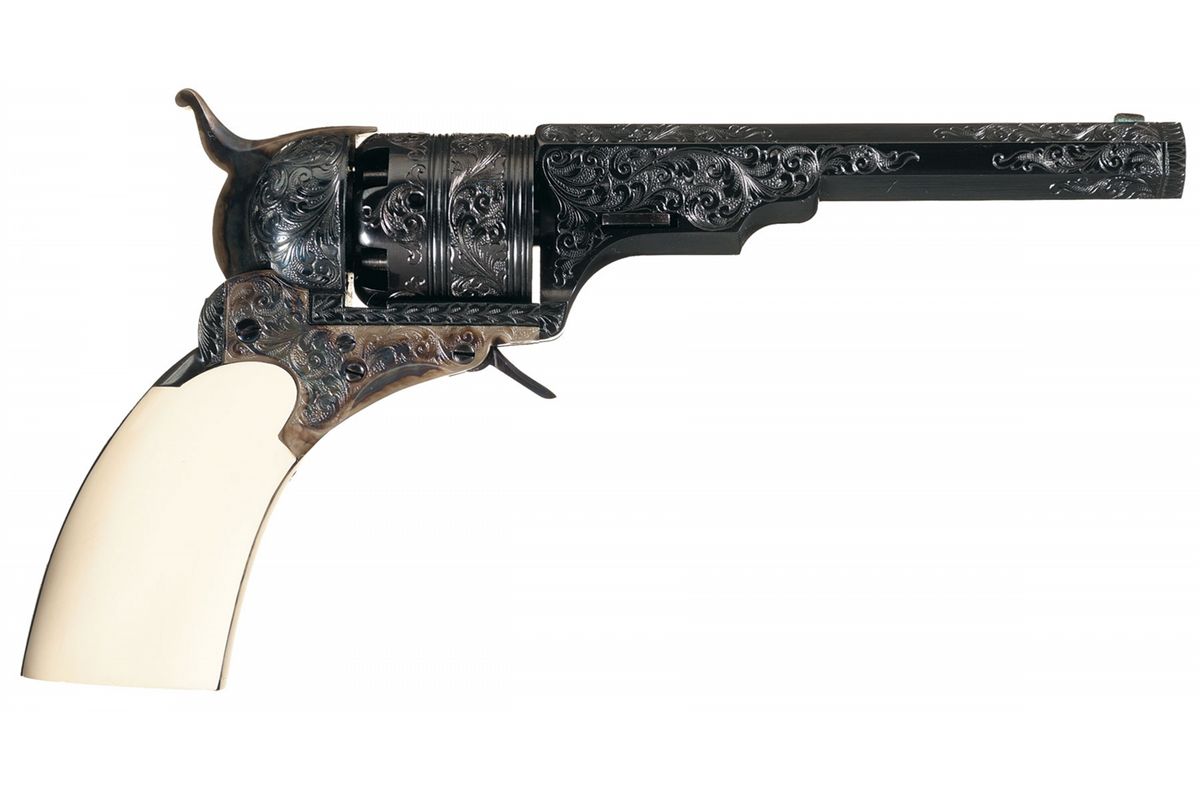 Engraved Reproduction Colt Paterson Belt Model Percussion Revolver