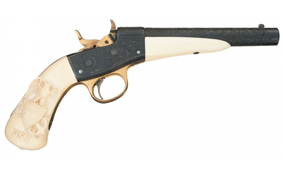 Engraved Remington Model 1867 Navy Rolling Block Pistol with Relief ...