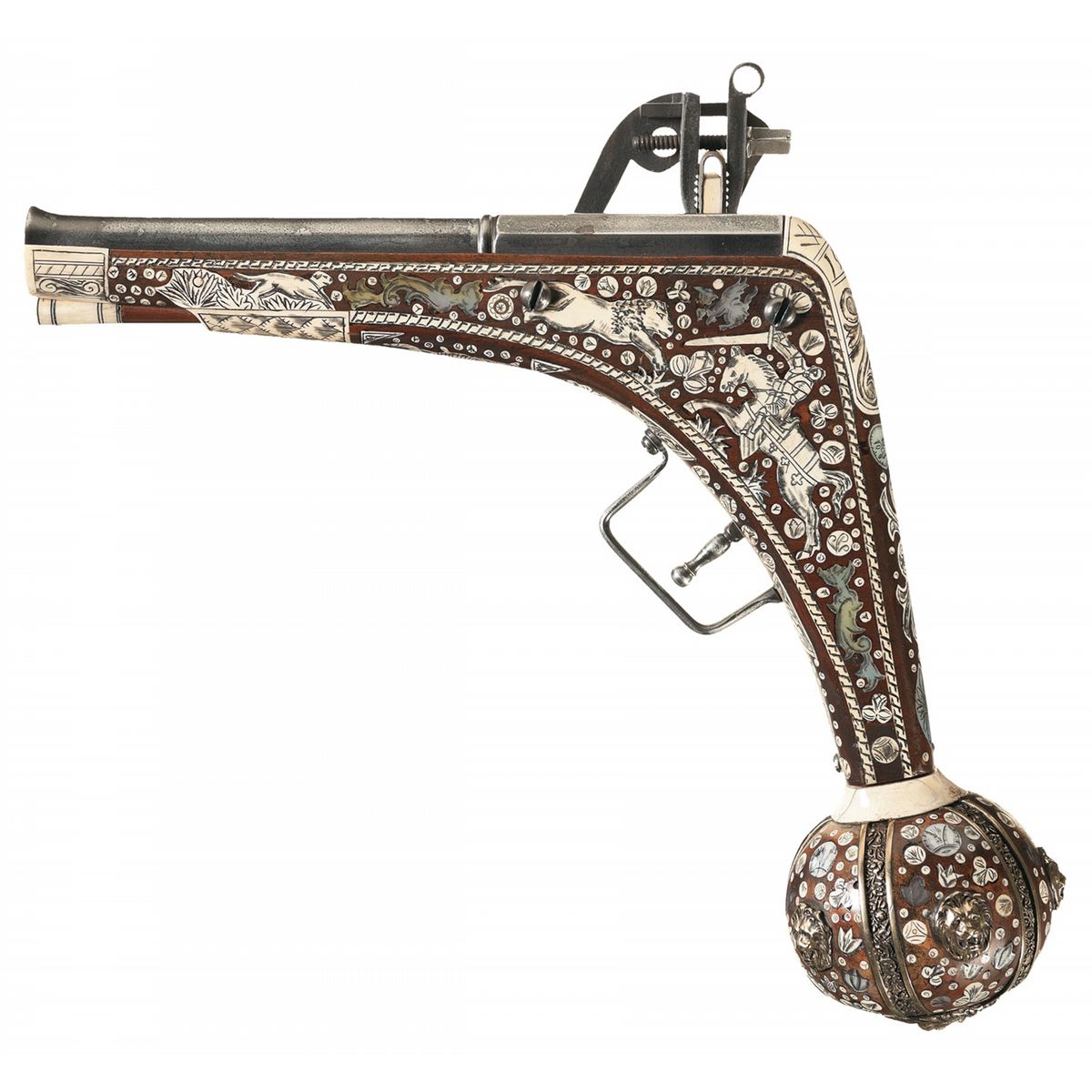 Victorian-Era Decorative Wheel Lock Pistol with Extensive Ivory and ...