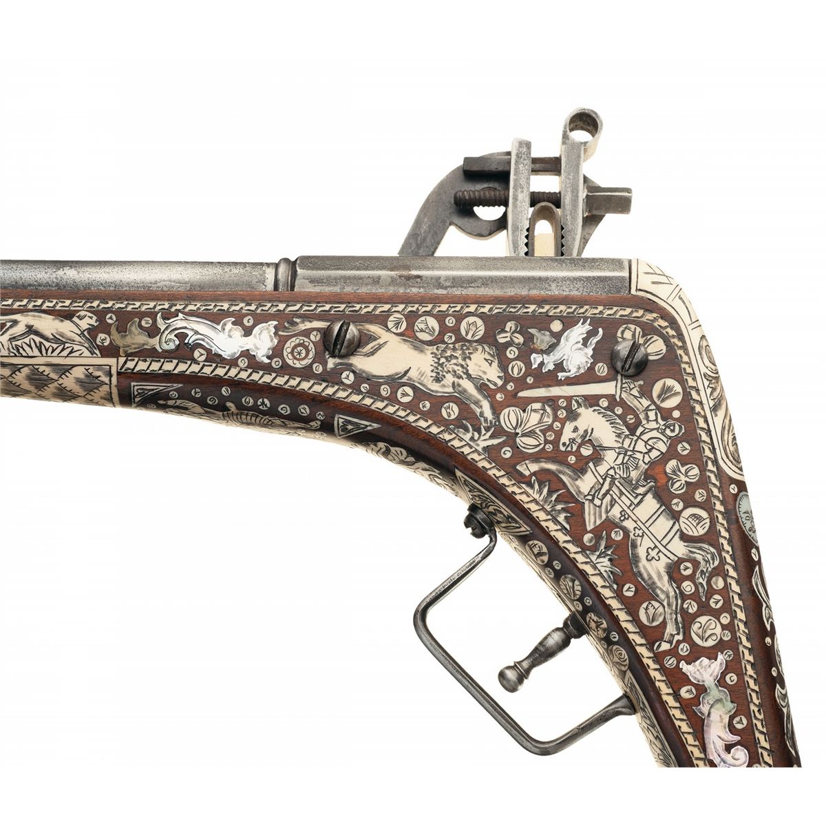 Victorian-Era Decorative Wheel Lock Pistol with Extensive Ivory and ...