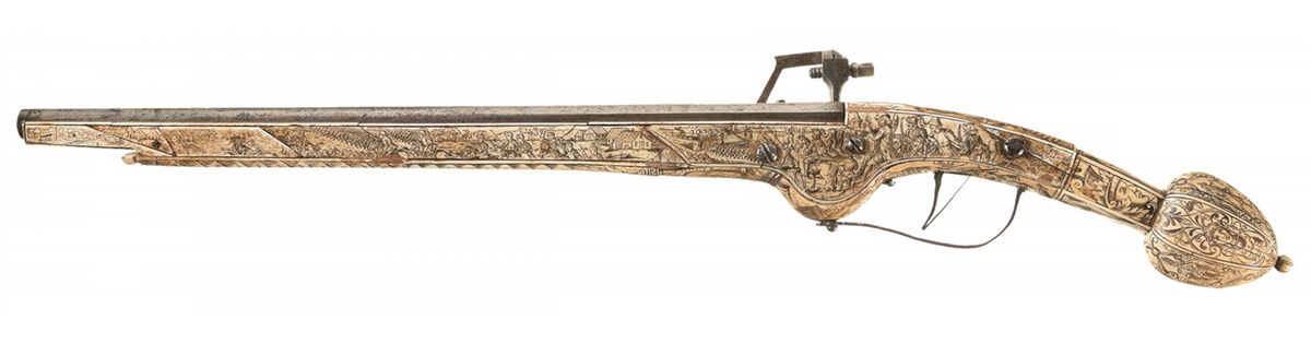 Attractive Victorian Wheel Lock Pistol with Battle Scene Decorated ...