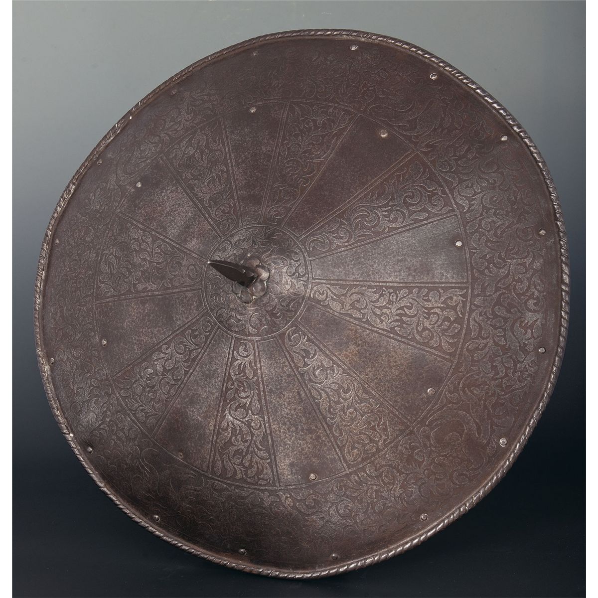 Etched Steel Shield in the Mid 16th Century Italian Pisan Style