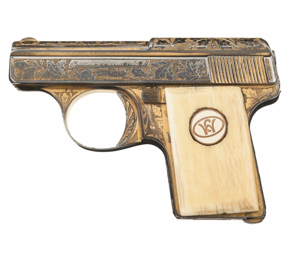 Scarce Factory Engraved and Gold Plated Walther Model 9 Semi-Automatic ...