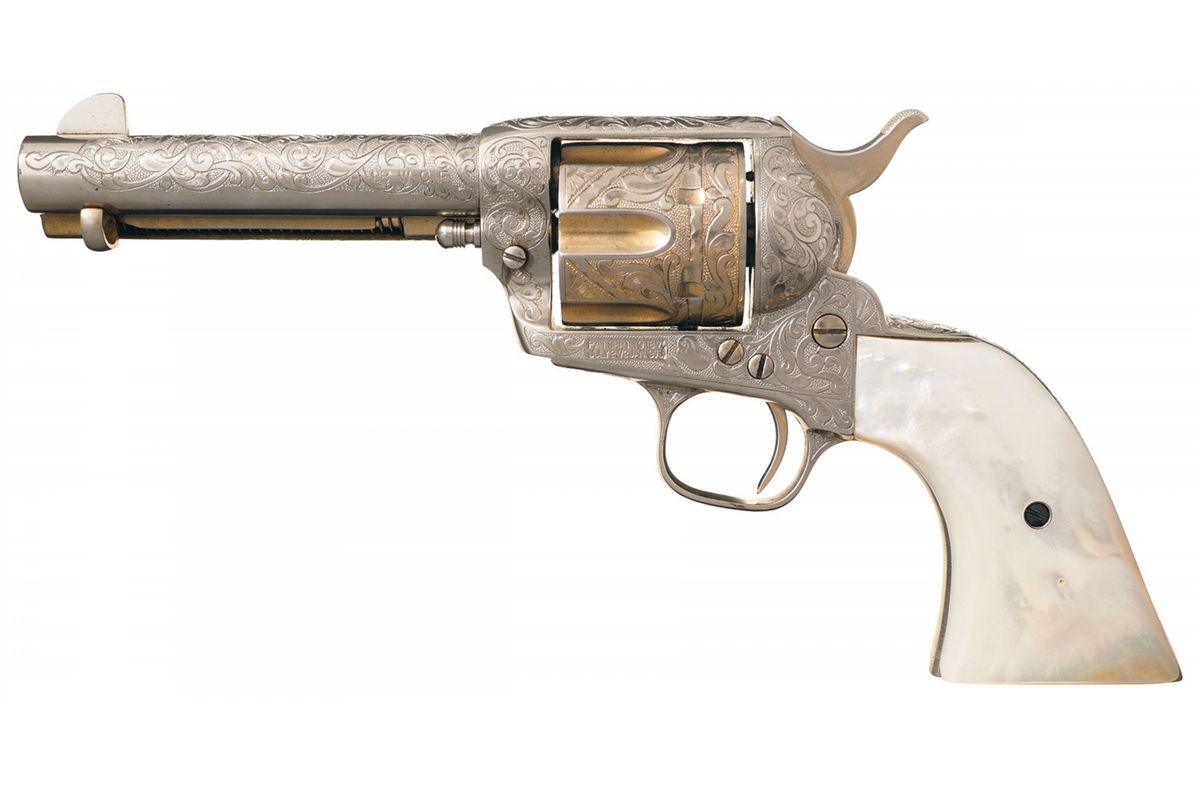 Weldon Bledsoe Engraved Colt Single Action Army Revolver with Pearl Grips