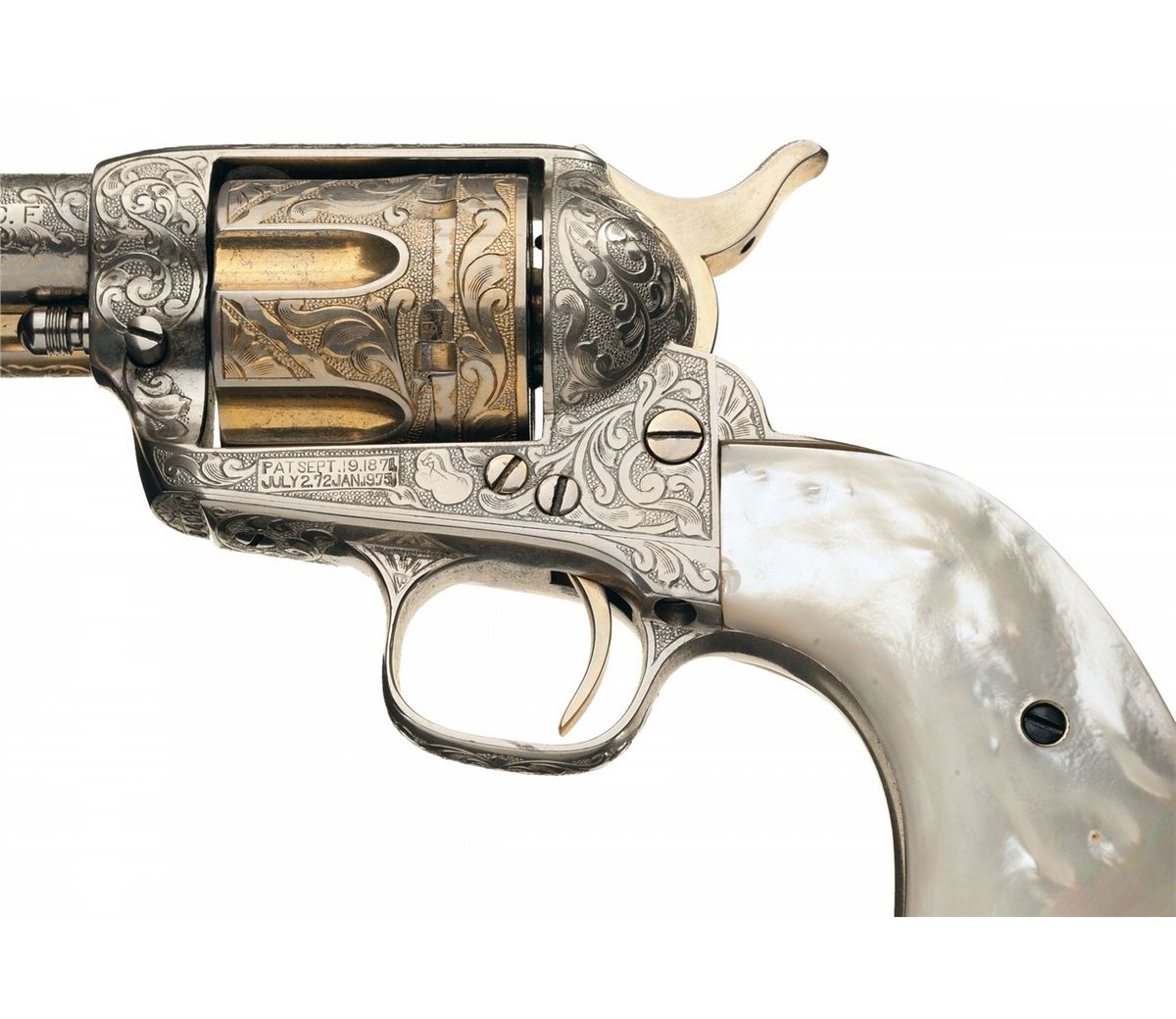 Weldon Bledsoe Engraved Colt Single Action Army Revolver with Pearl Grips