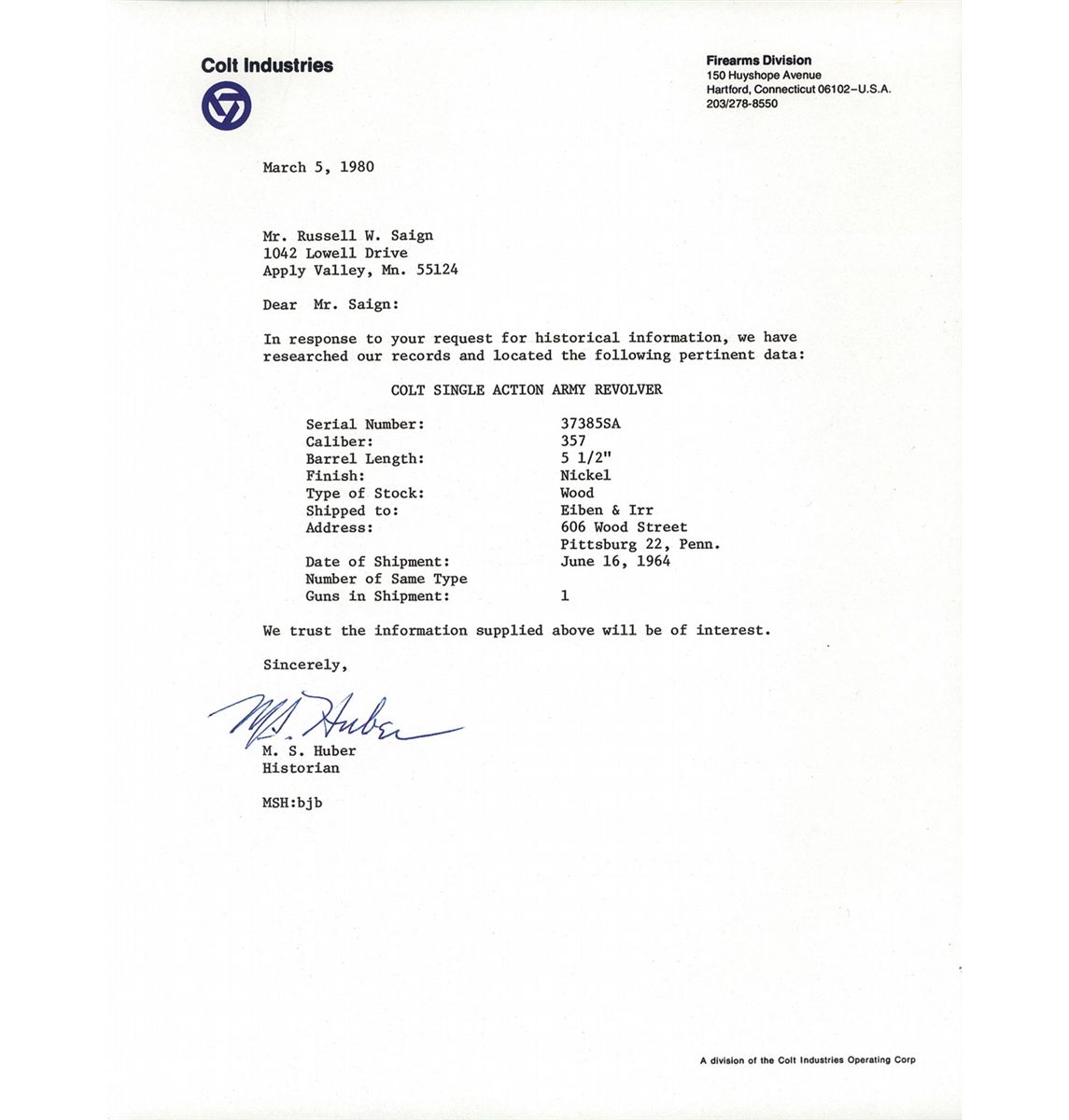 Second Generation Colt Single Action Army Revolver with Factory Letter ...