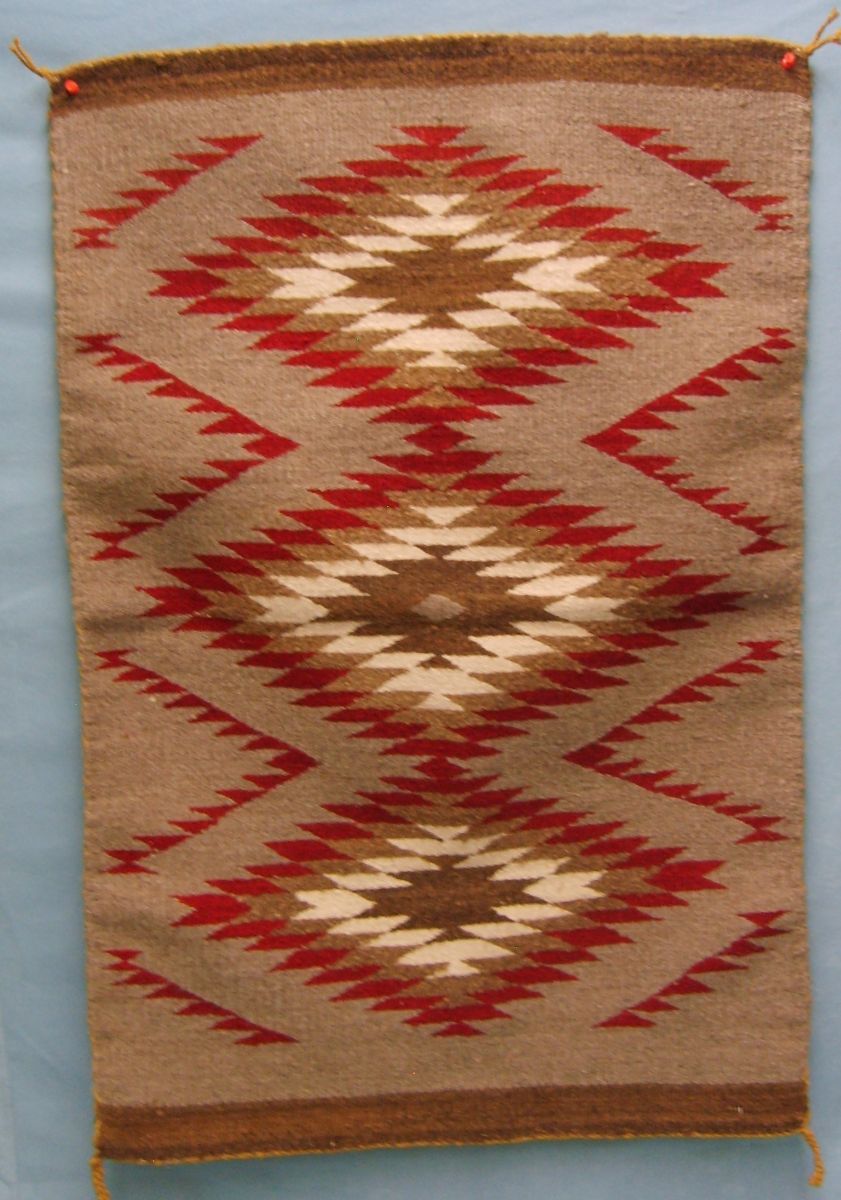 Native American Rug, red & tan, 34”x 22 1/2”