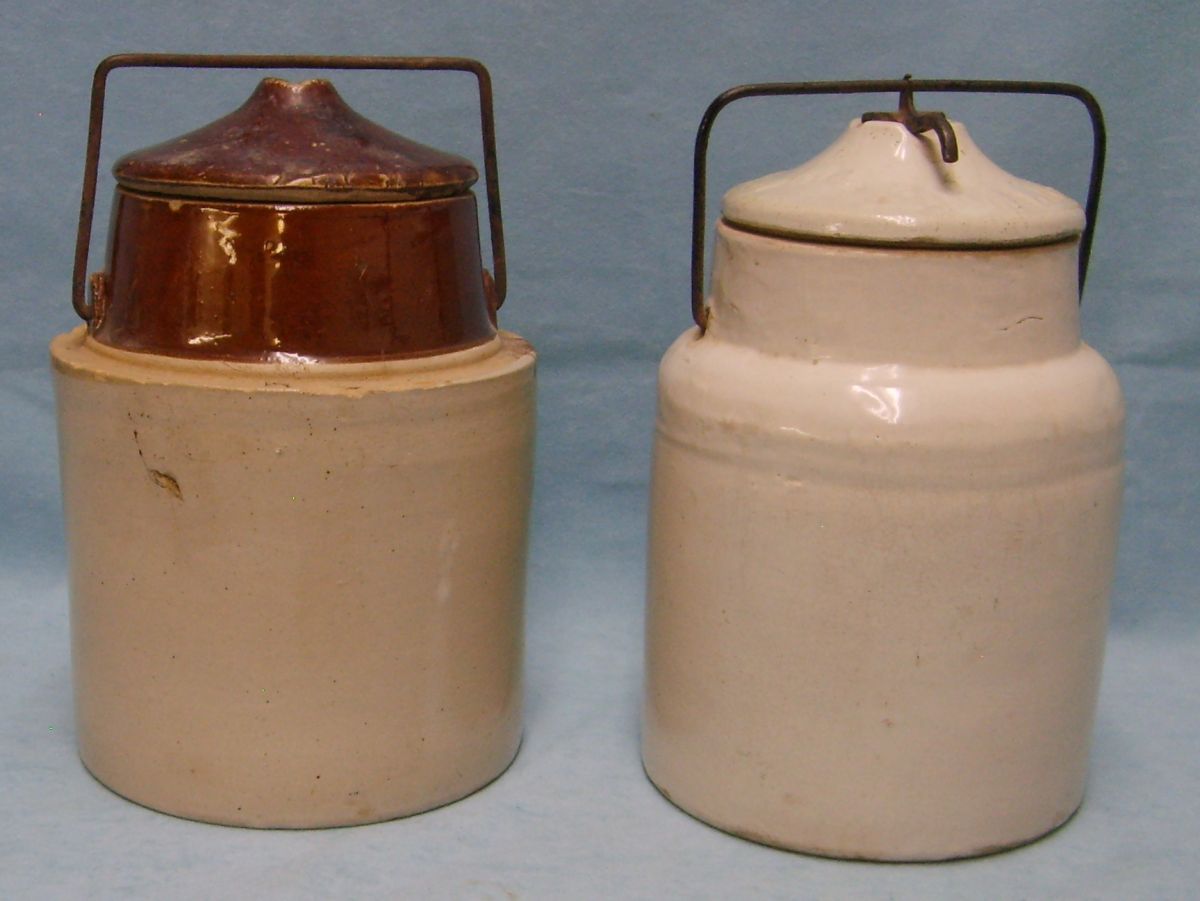 3 stoneware: 2- 1/2 gal. ball lock jars, small chips; 1 gal. ball lock ...