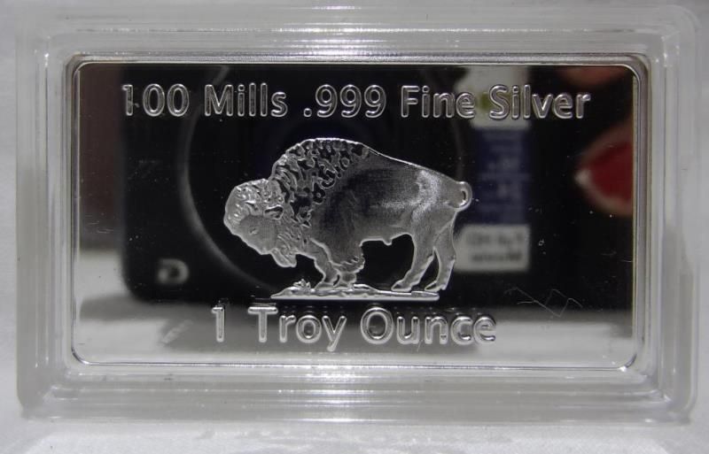 1 Troy oz .999 100 mills Silver/Clad Buffalo Bar