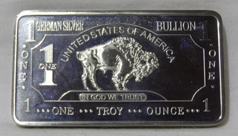 1 Troy oz .999 "German" Silver Buffalo Bar