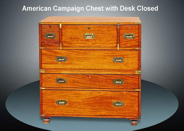Antique American Military Campaign Stacking Chest