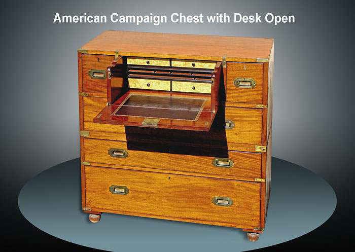 Antique American Military Campaign Stacking Chest