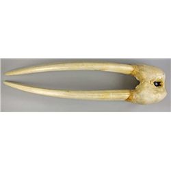 Rare Bull Walrus Tusk with Skull and Ivory Teeth