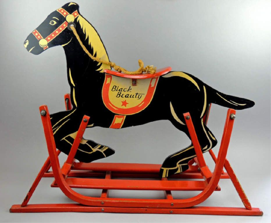 Black Beauty Rocking Horse Circa 1940's with most
