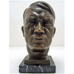 GERMAN NAZI DICTATOR ADOLF HITLER BRONZE BUST STATUE