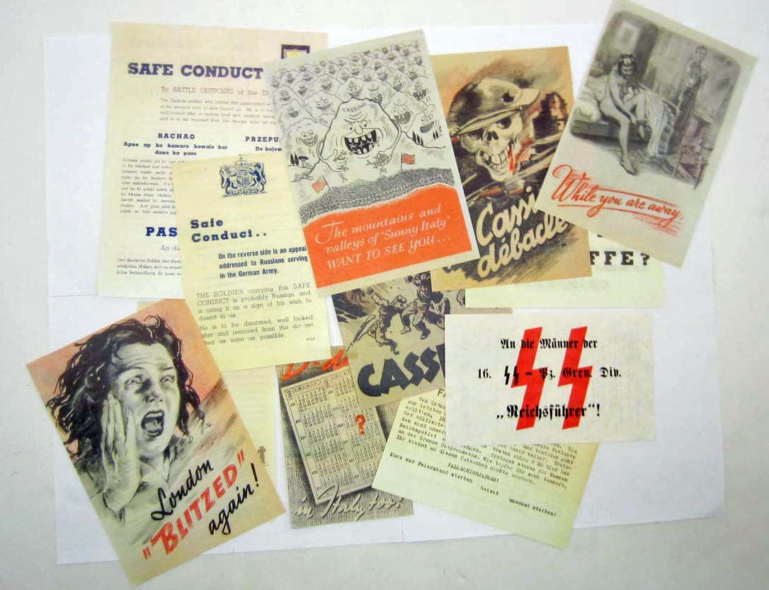 LOT OF 12 GERMAN NAZI AND AMERICAN SOLDIER SURRENDER LEAFLETS