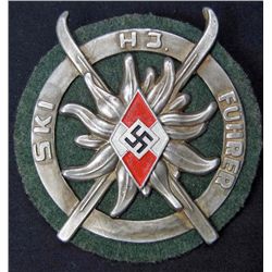 GERMAN NAZI SKI FUHRER BADGE W/ FELT BACKING - PINBACK