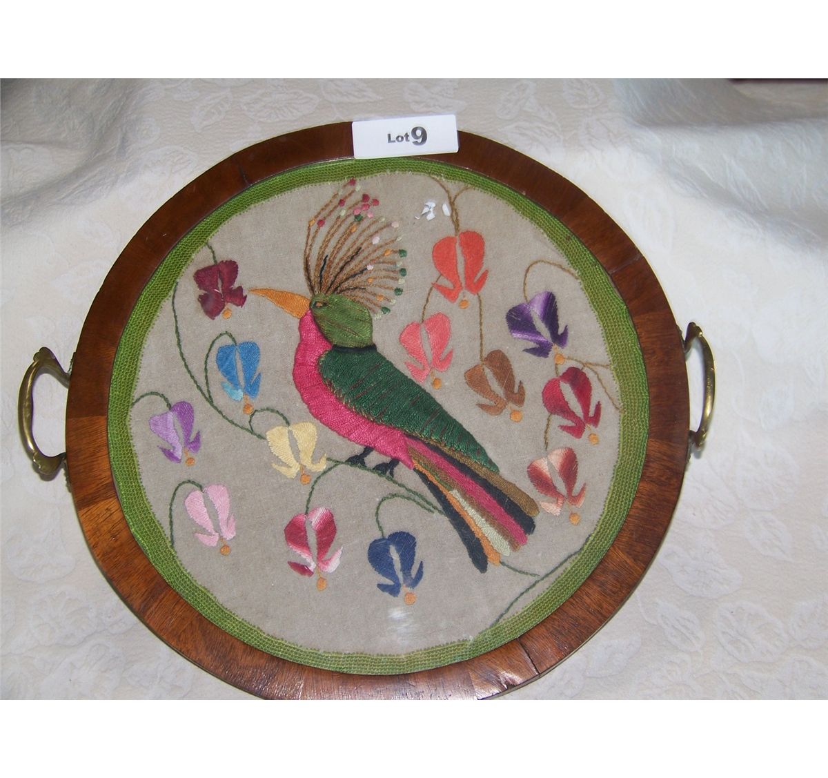 FINE EMBROIDERY IN UNIQUE CIRCULAR FRAME
