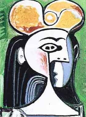 PICASSO "GIRL WITH BLACK HAIR AND YELLOW HAT"