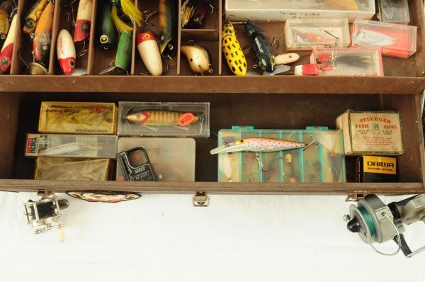 Kennedy Tackle Box with Antique Fishing Lures