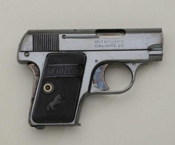 Colt Model 1908 .25 caliber semi-automatic pistol blue and case ...